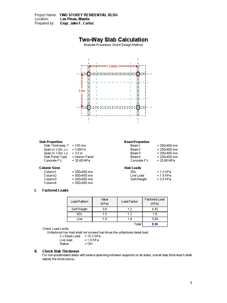 Two-Way Slab Calculation | Download Free PDF | Civil Engineering ...