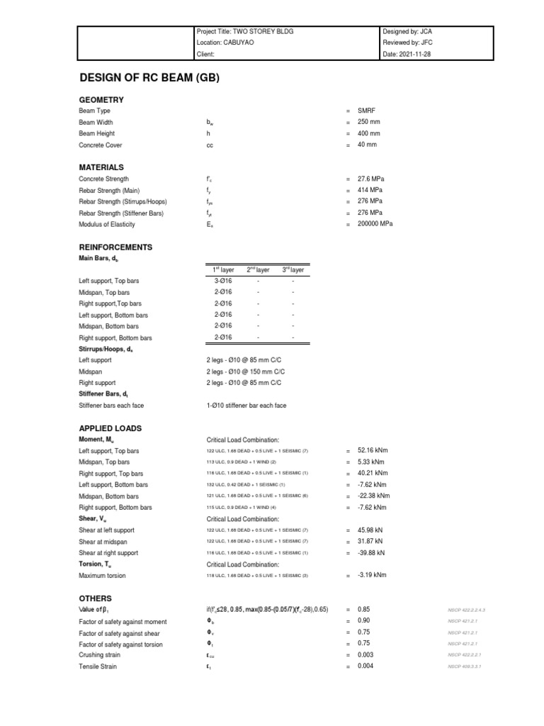 Design of RC Beam (GB) : Geometry | PDF | Beam (Structure) | Continuum ...
