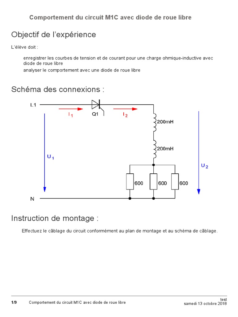 Comportement Du Circuit MC& Avec Diode de Roue Libre | PDF ...