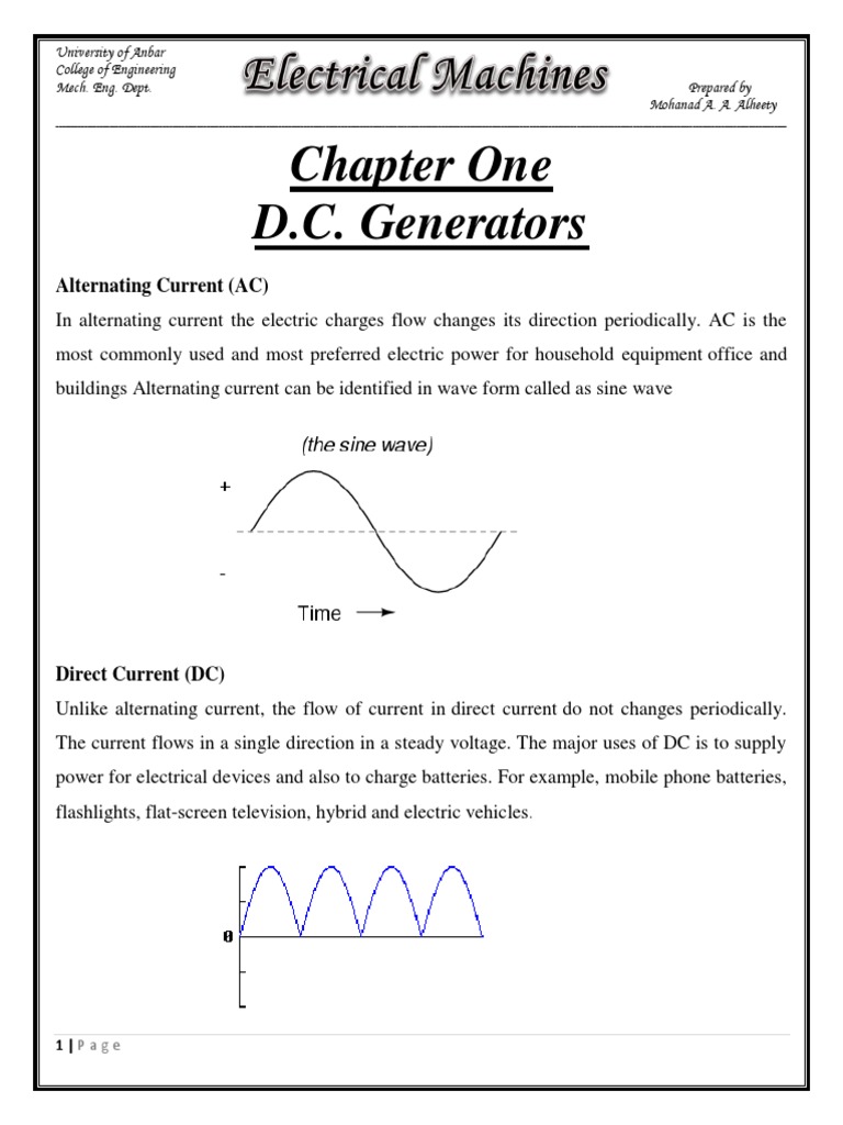 Chapter One D.C. Generators: Alternating Current (AC) | PDF ...