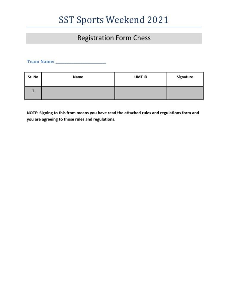 Registration Form Chess | PDF