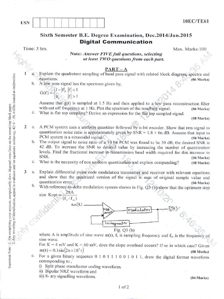 Digital Communication | PDF | Sampling (Signal Processing) | Modulation