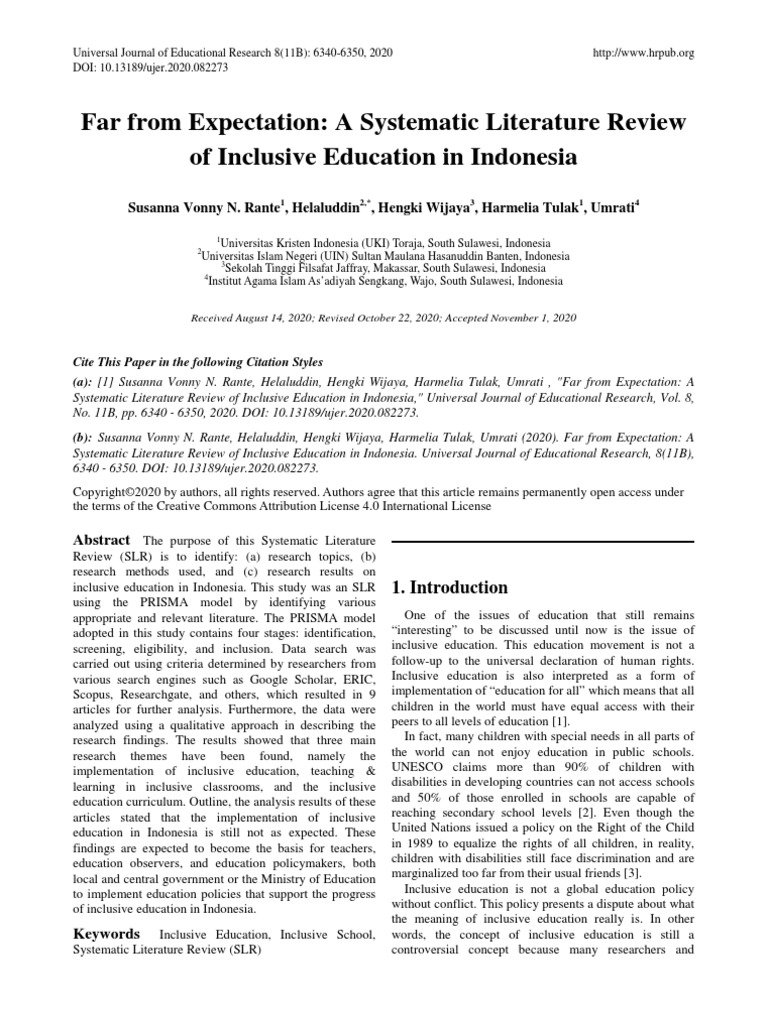 Contoh Paper SLR 4 | PDF | Inclusion (Education) | Systematic Review
