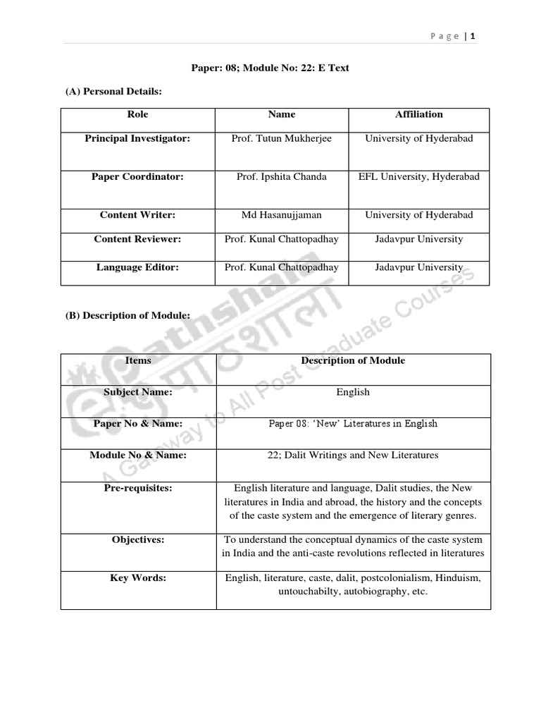 Dalit Writings | PDF | Dalit | Caste