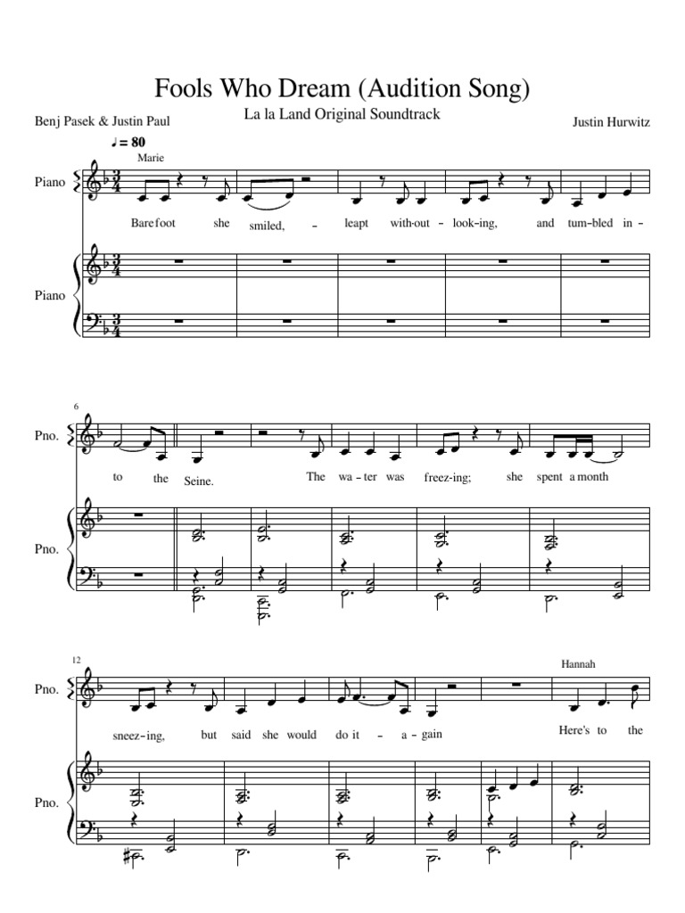 La La Land - Audition Song | PDF | Broadway Theatre People