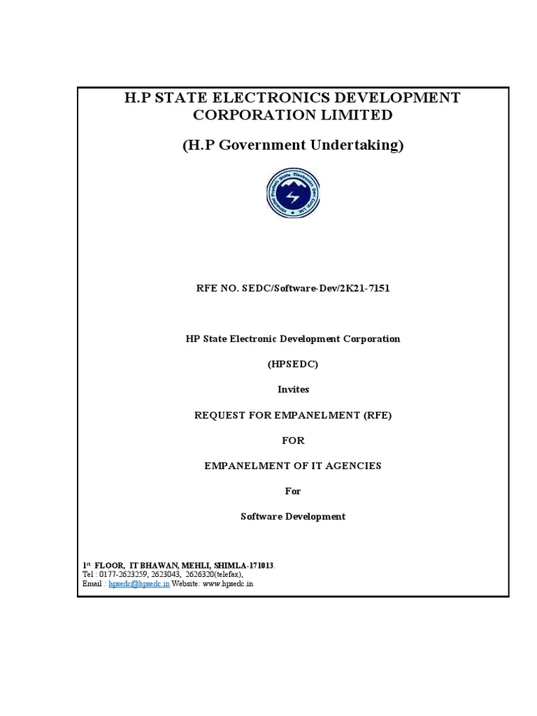 RFE for Software Development Empanelment | PDF | Confidentiality | Business