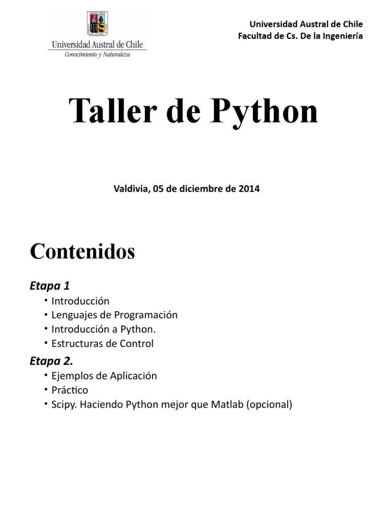 Taller de Python | PDF | Python (lenguaje de programación) | Lenguaje ...