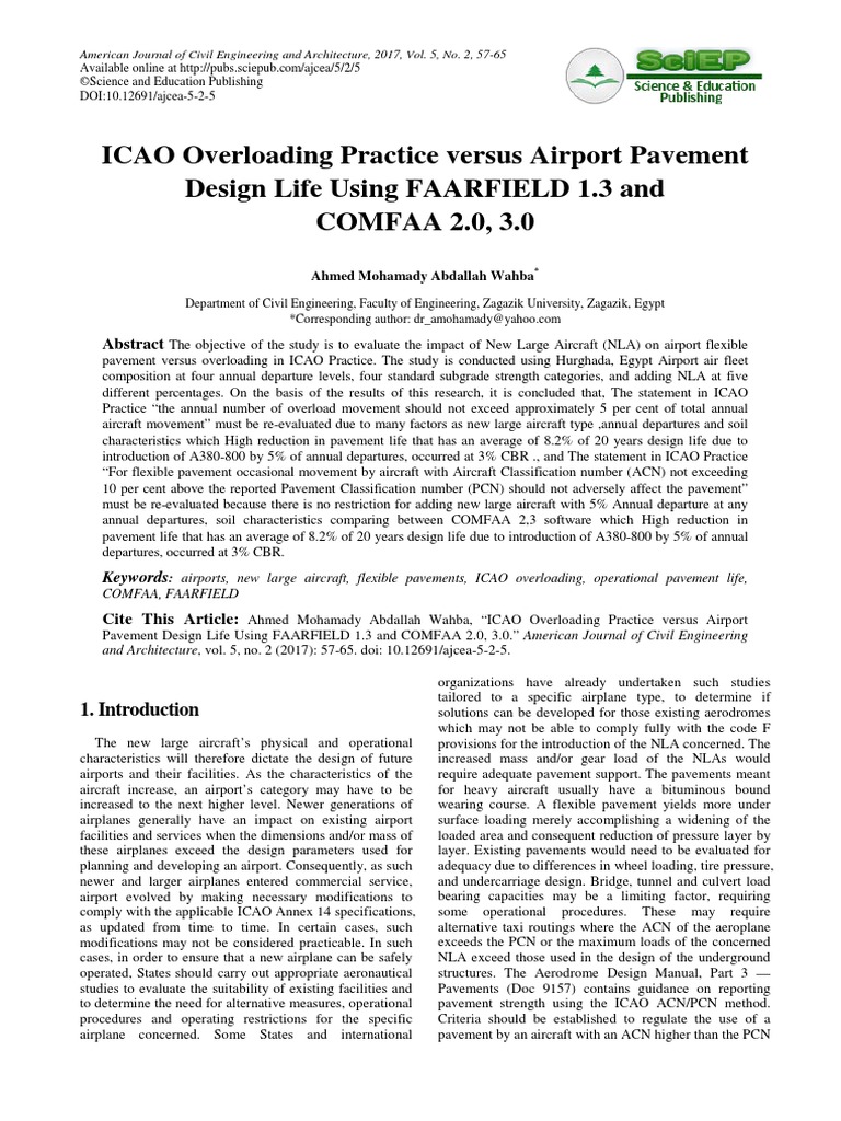 ICAO Overloading Practice Versus Airport Pavement Design Life Using ...