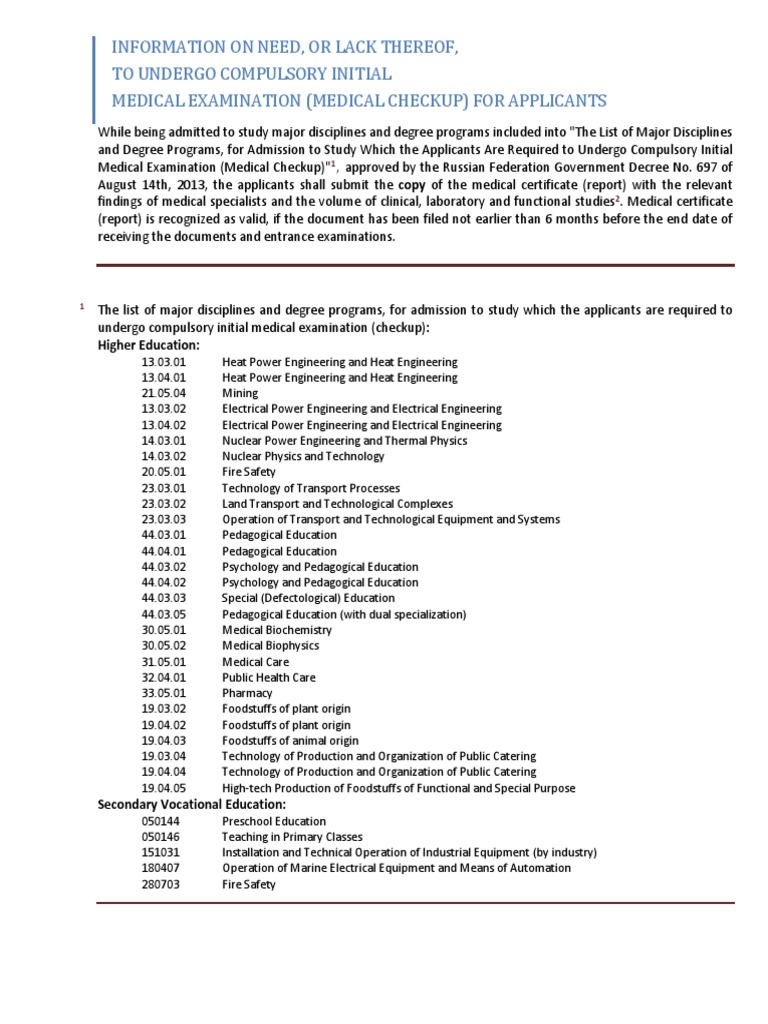 Information On Need, or Lack Thereof, To Undergo Compulsory Initial ...