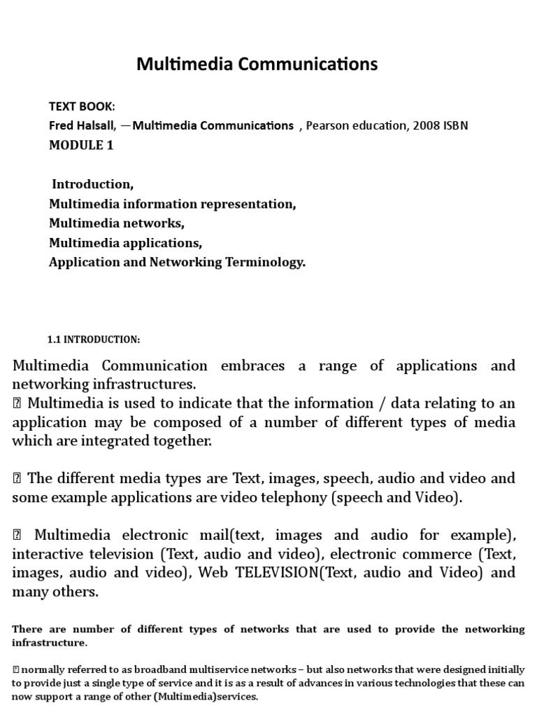 Multimedia Communications | PDF | Computer Network | Multimedia