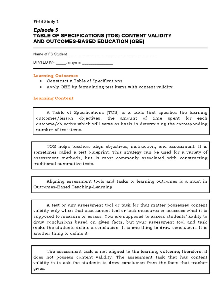 FS2 Episode 5 | PDF | Educational Assessment | Validity (Statistics)