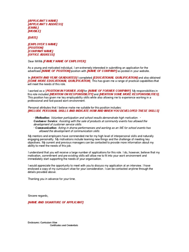 Cover Letter Empty Sample | PDF