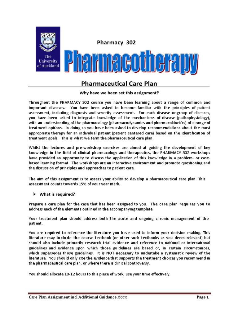 Pharmacy 302 Care Plan Guide | PDF | Therapy | Pharmacology