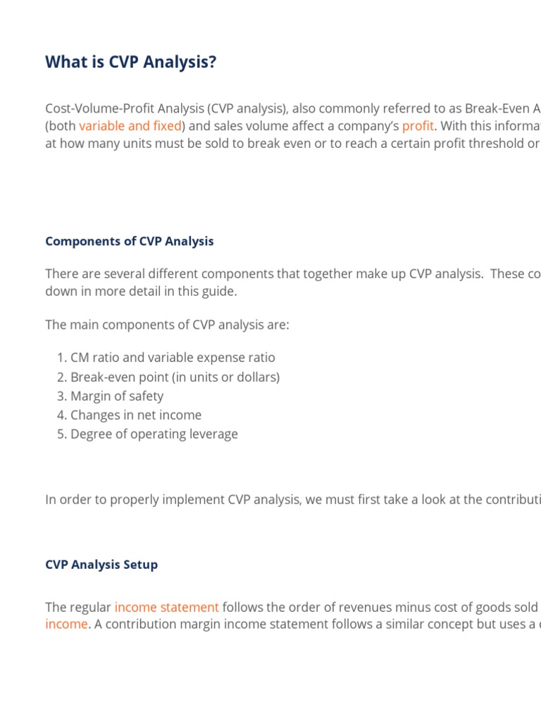 What Is CVP Analysis?: Variable and Fixed Profit | PDF | Management ...