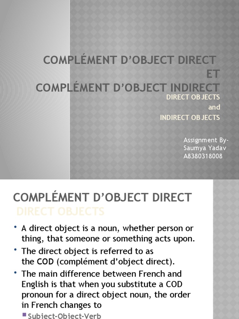 Uses of Cod and Coi Assignment | PDF | Language Mechanics | Linguistic Typology