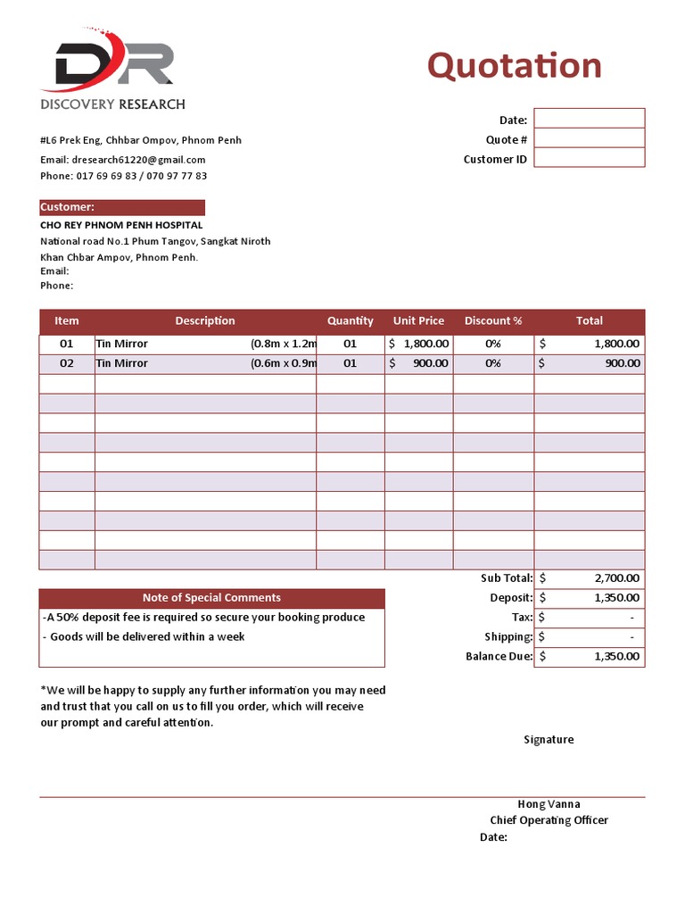 Quotation Sample | PDF | Business Process | Payments