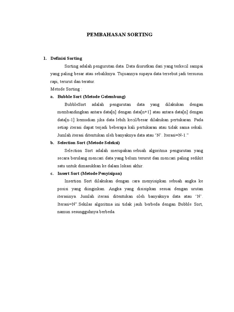 Sorting | PDF | Metode & Bahan Ajar