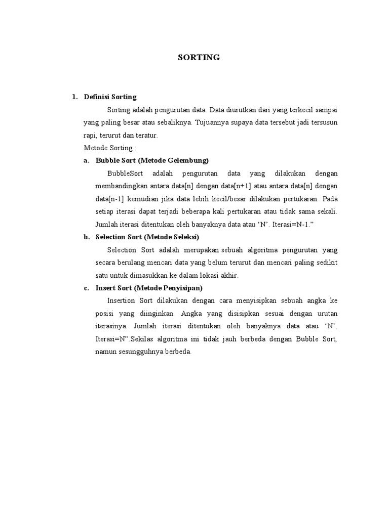 Contoh Program Sorting | PDF