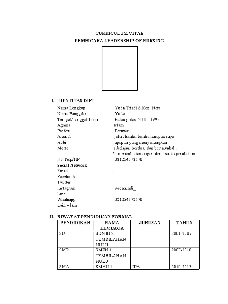 Curriculum Vitae Pembicara Leadership of Nursing | PDF | Ilmu Sosial