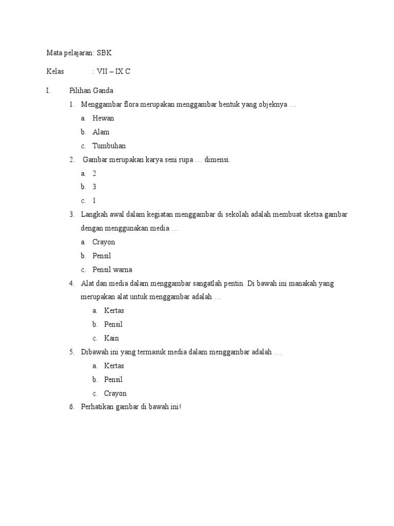 Soal SBK Kelas 7 Tunagrahita | PDF