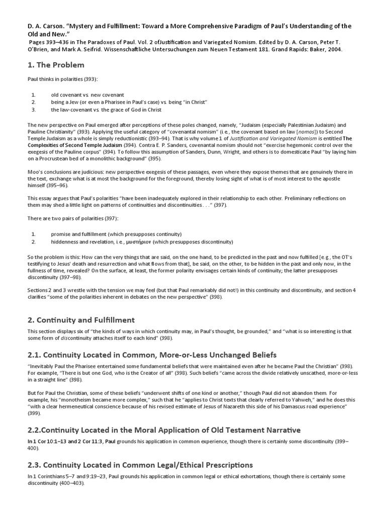 Andy Naselli Summary of Carson Mystery and Fulfillment (2016!07!29 13 ...