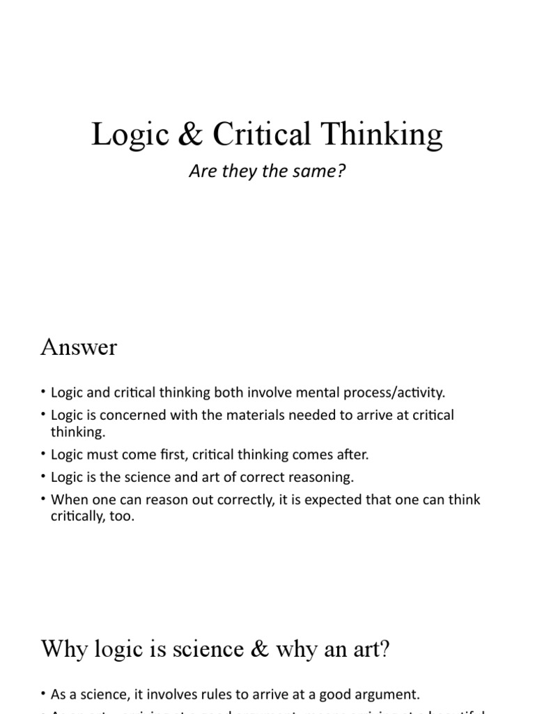 Logic Critical Thinking PPT First | PDF | Argument | Logic