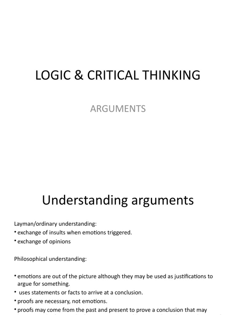 Logic And Critical Thinking Arguments Pdf Argument Inference