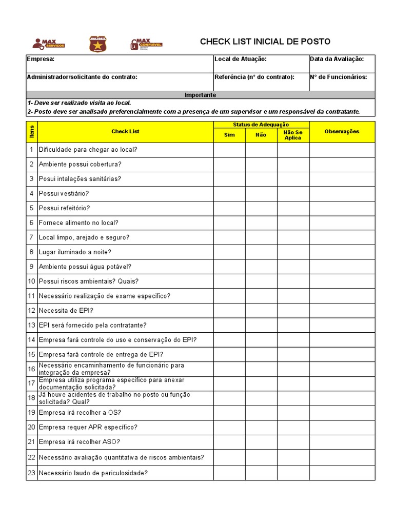 2020-03-03 - Check List Inicial Completo11 | PDF | Desenvolvimento ...