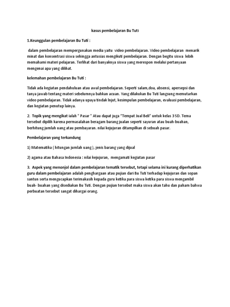 Modul 4 Kasus Pembelajaran Bu Tuti | PDF