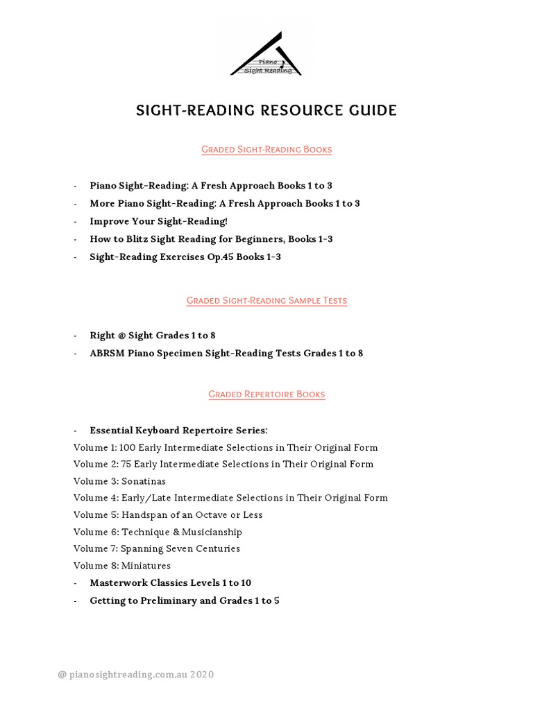 Sight-Reading Resource Guide | PDF | Language Arts & Discipline