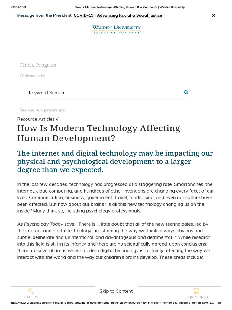 How Is Modern Technology Affecting Human Development - Walden ...