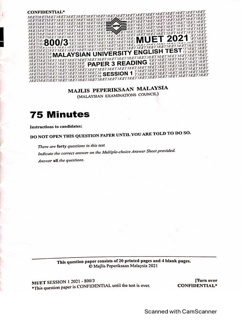 Muet Paper 3 Reading | PDF
