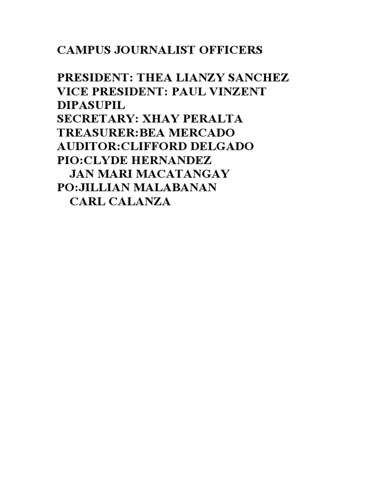 Campus Journalist Officers | PDF