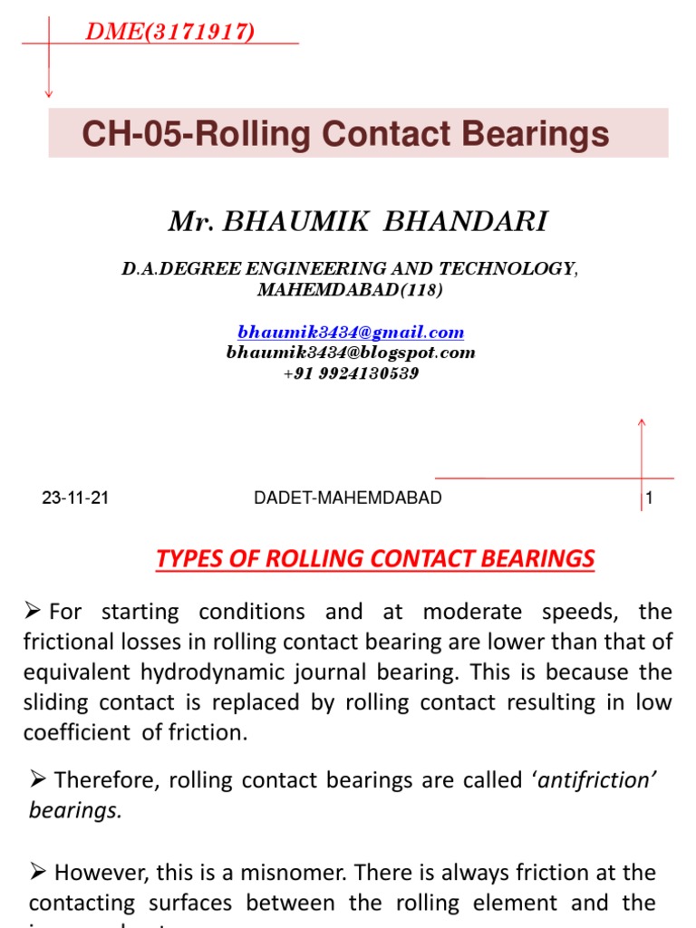 Rolling Contact Bearings Guide | PDF | Bearing (Mechanical) | Rotation ...