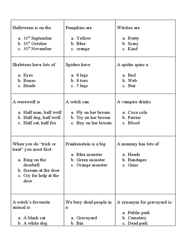 Halloween Mega Quiz Activities Promoting Classroom Dynamics Group Form ...