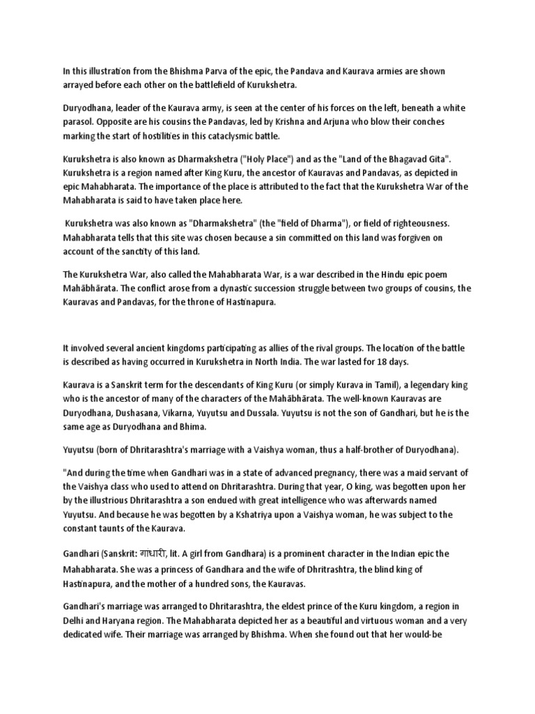 The Arraying of Forces: The Pandavas and Kauravas Prepare for the ...