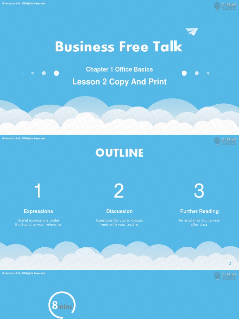 Business Free Talk Lesson 2 | PDF | Photocopier | Intellectual Works