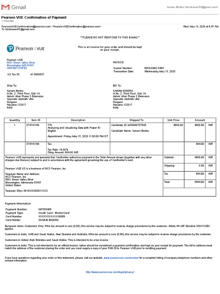 Payment Receipt - Power BI Exam | PDF | Receipt | Invoice