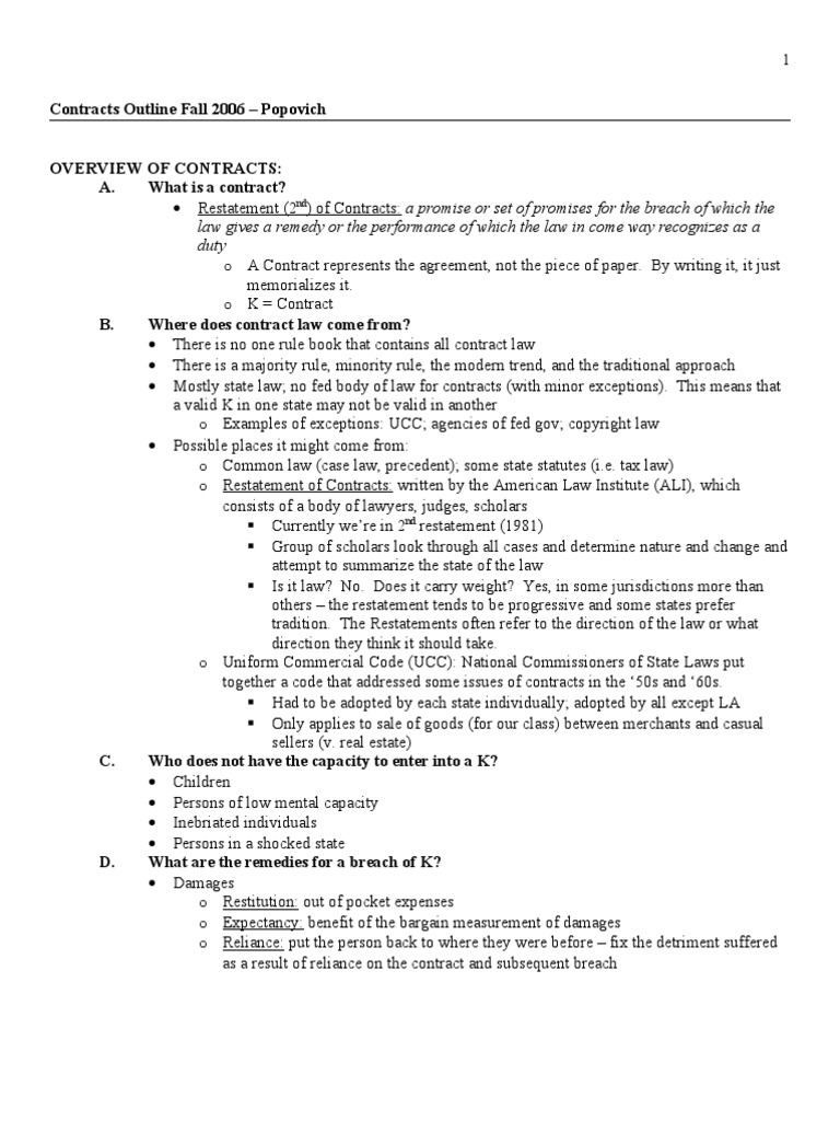 Law Students' Guide to Contracts | PDF | Offer And Acceptance | At Will ...