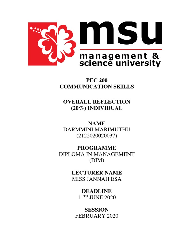Pec 200 Final Refflection Minnie | PDF | Communication | Nonverbal ...