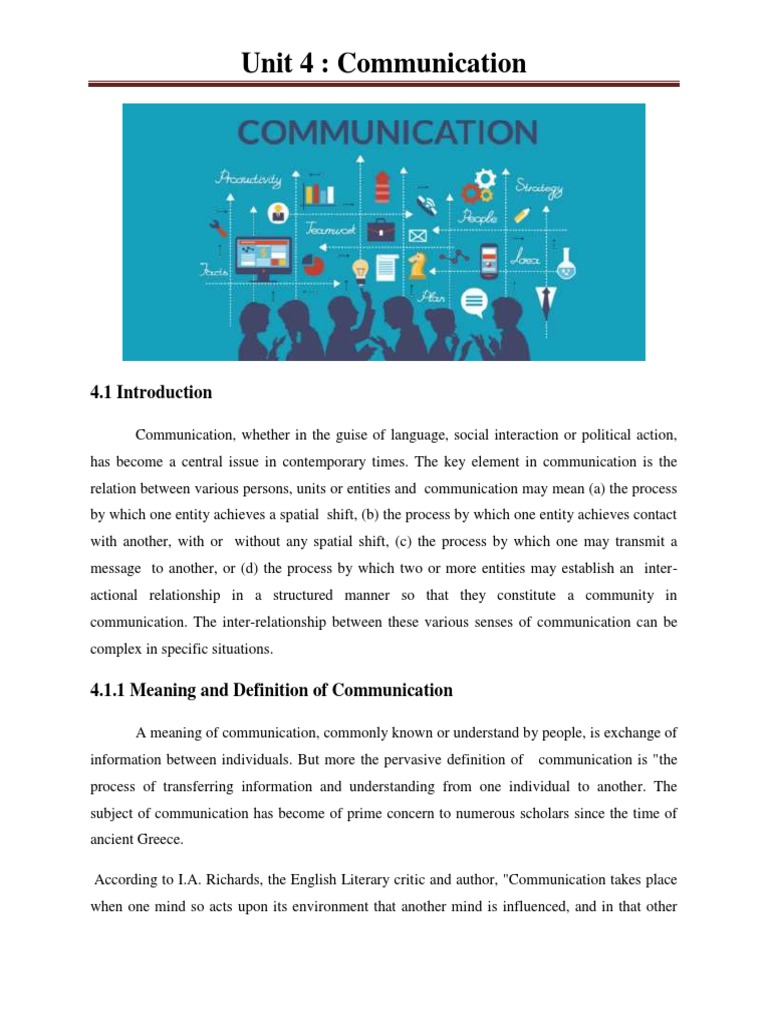 Unit4 Communication Pdf Communication Body Language