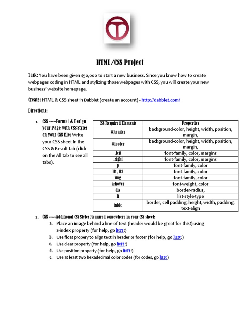 HTML CSS Project | PDF | Html | Html Element