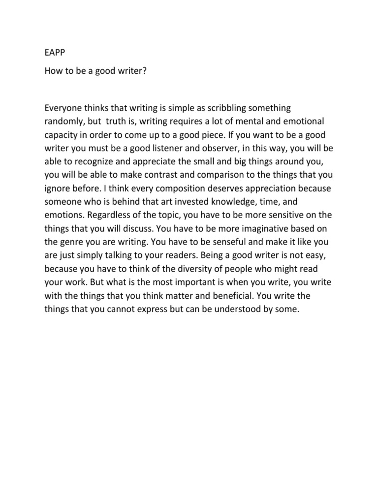How To Be Good Writer | PDF