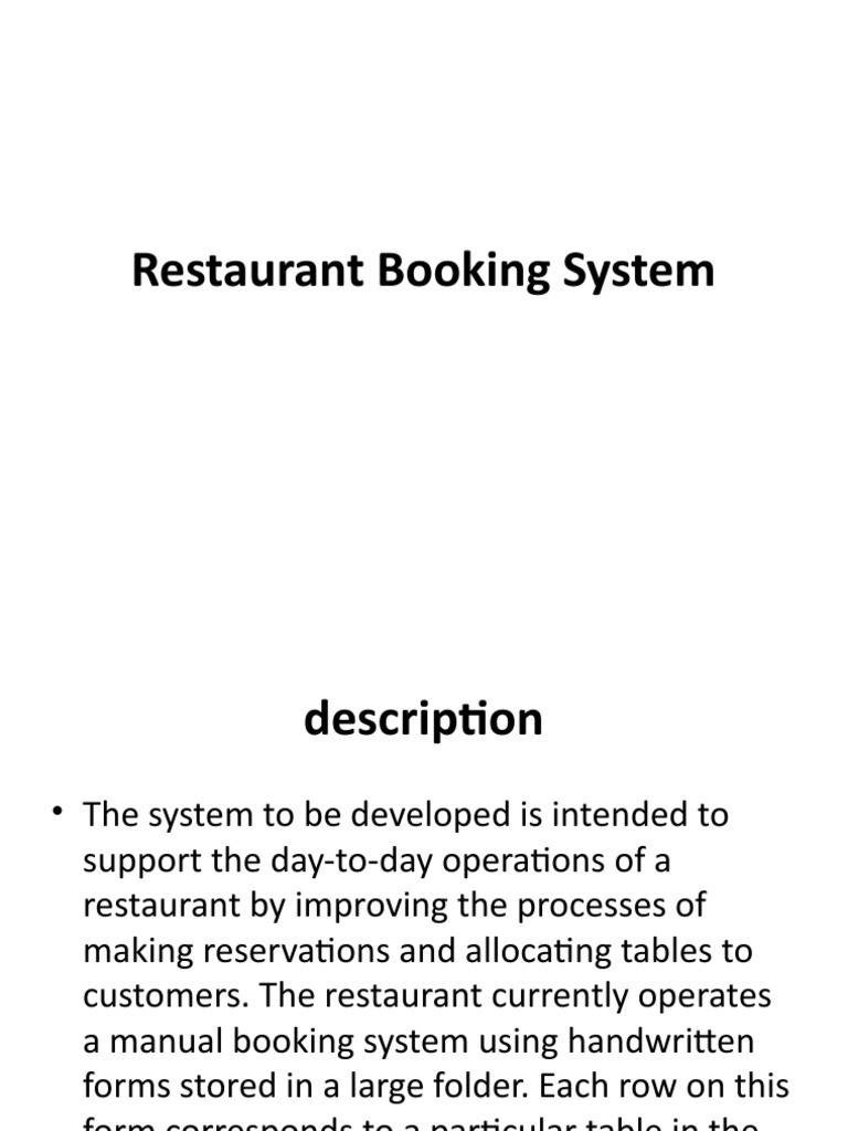 Restaurant Reservation System Design | PDF | Use Case | Computer Science