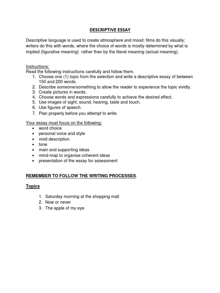 Grade 7 English Descriptive Essay | PDF | Essays | Linguistics