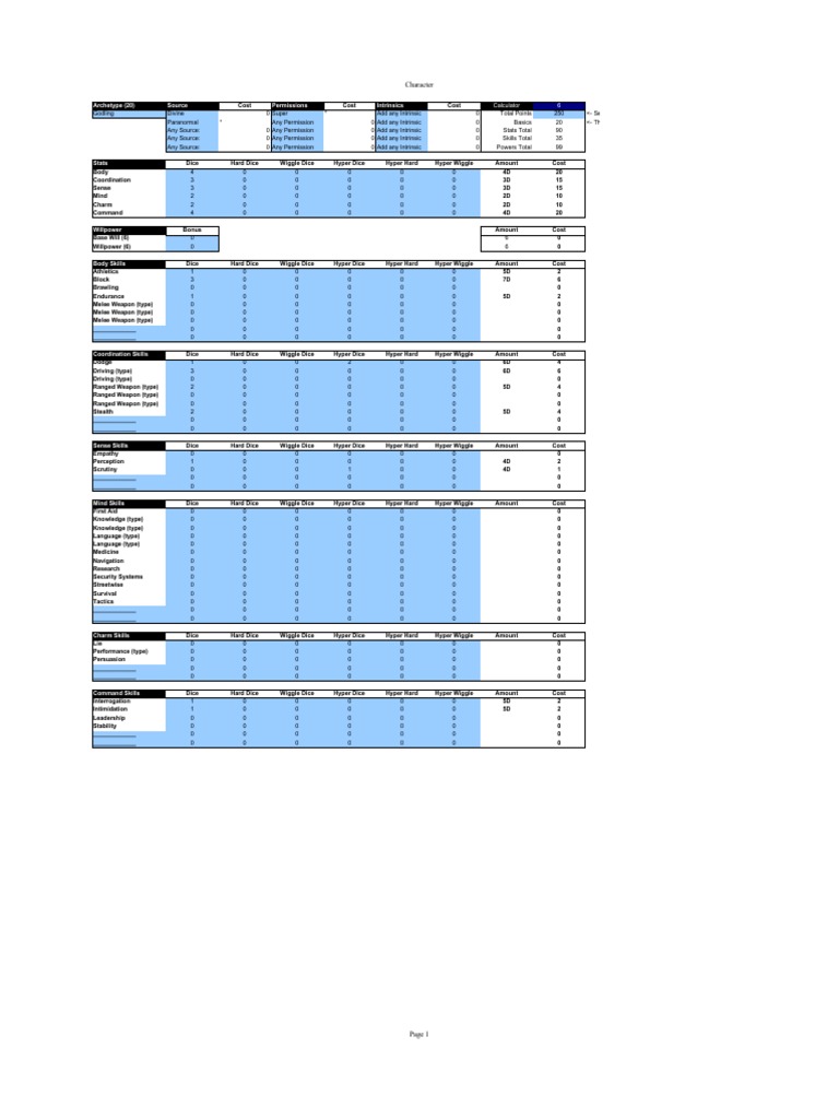 Wild Talents Character Sheet Guide | PDF