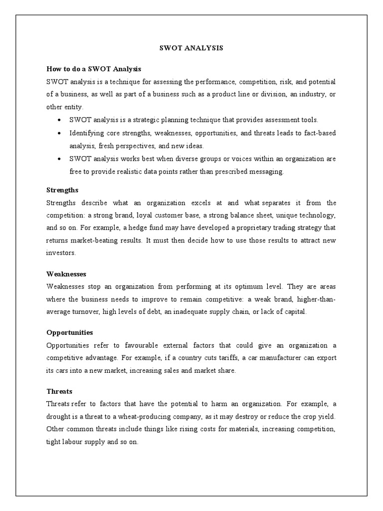 Effective SWOT Analysis Guide | PDF | Swot Analysis | Economies