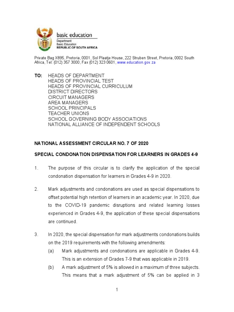 National Assessment Circular No. 7 of 2020 | PDF | Curriculum | Learning
