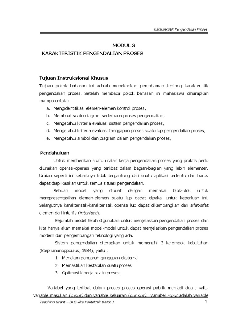 Karakteristik Pengendalian Proses | PDF