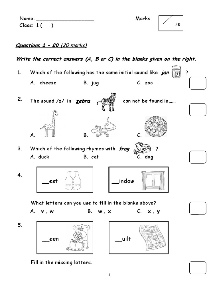 KSSR Semakan English Year1 Paper1 | PDF